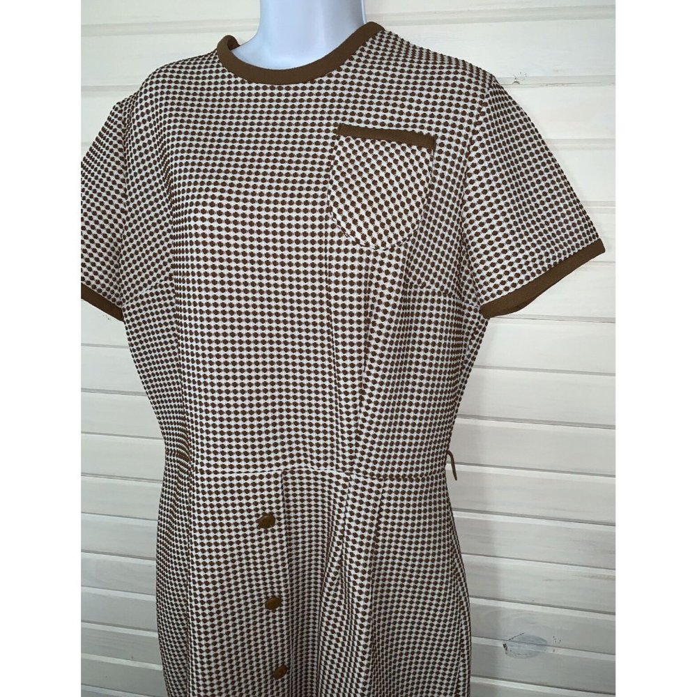 Vtg Lois Young Dallas 1950s 1960s Knit Dress Dots But… - Gem